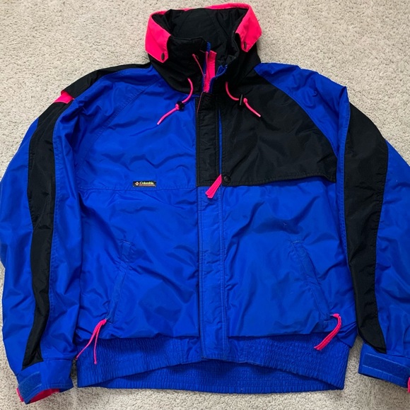 Columbia | Jackets & Coats | Vintage Mens Columbia Electric Blue Black Neon Pink Criterion Nylon ...